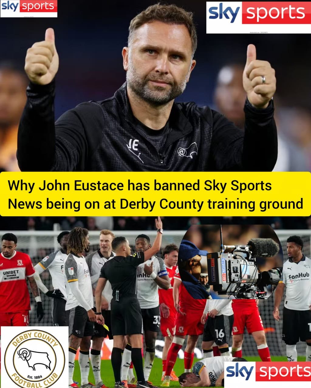 Why John Eustace has stopped Sky Sports News from being shown at Derby ...