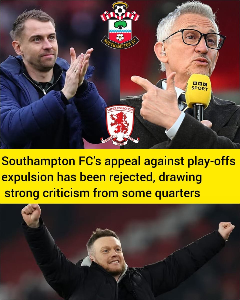Southampton FC’s appeal against play-offs expulsion has been rejected ...